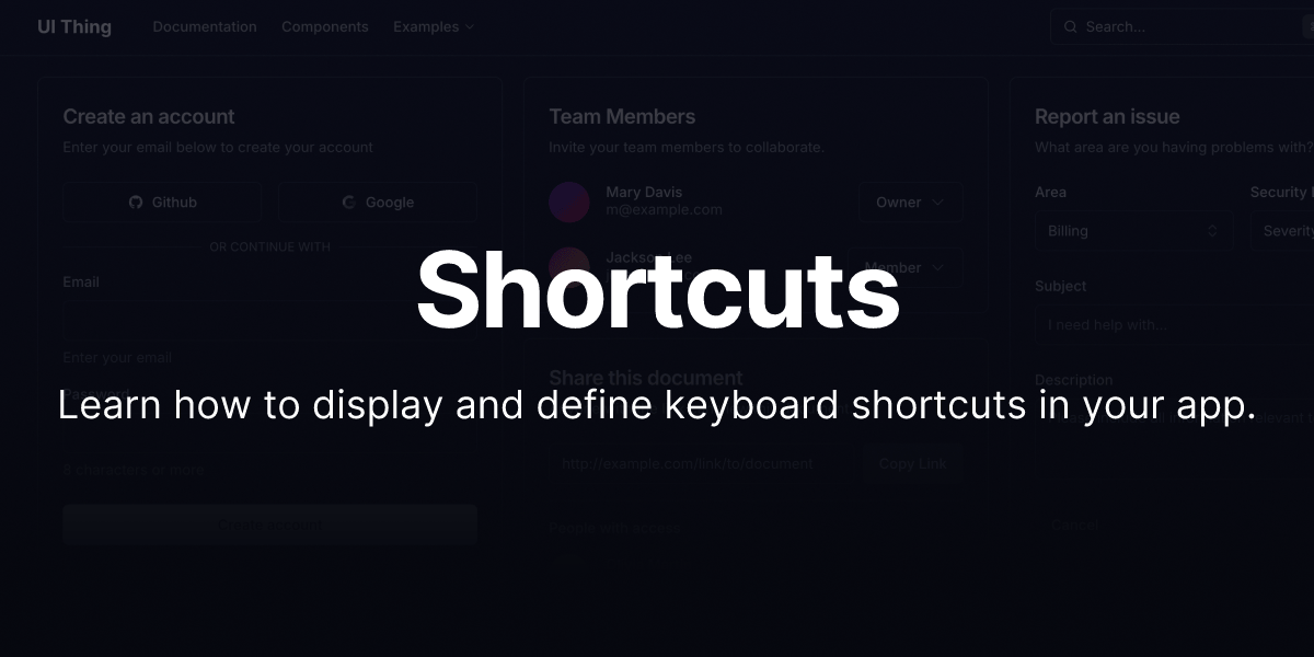 Shortcuts | UI Thing Shortcuts | UI Thing